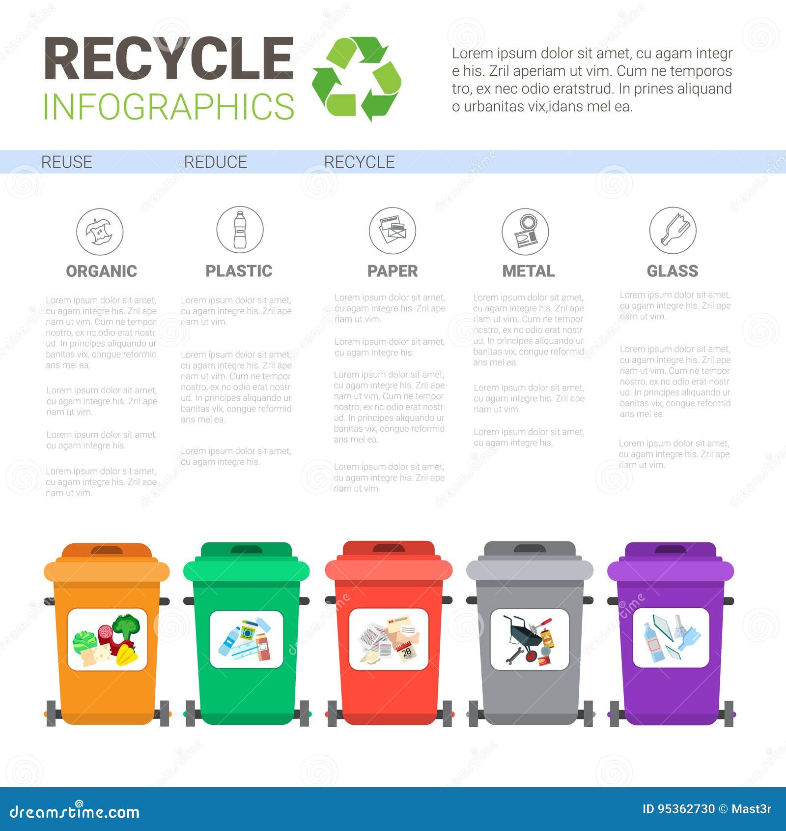 Rubbish Container For Sorting Waste Infographic Banner Recycle Garbage ...
