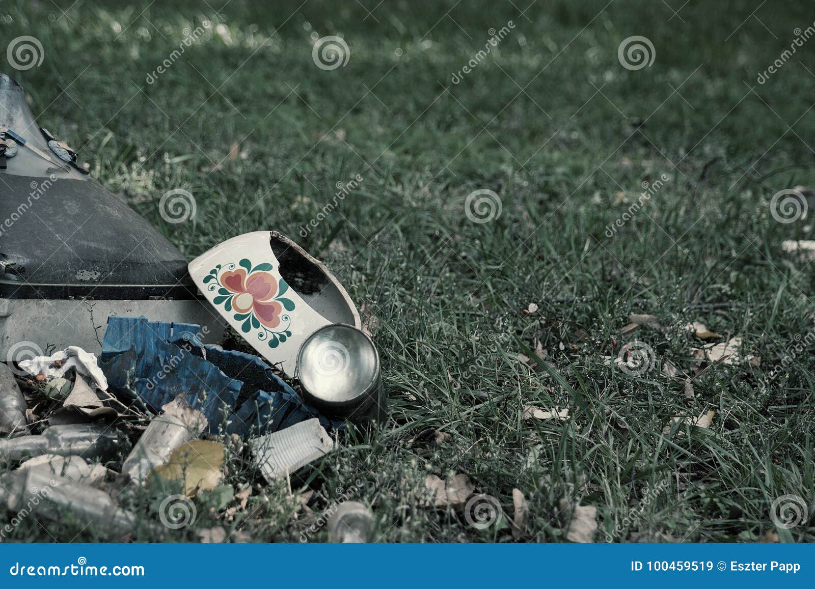 Rubbish in the grass stock image. Image of pile, plastic - 100459519