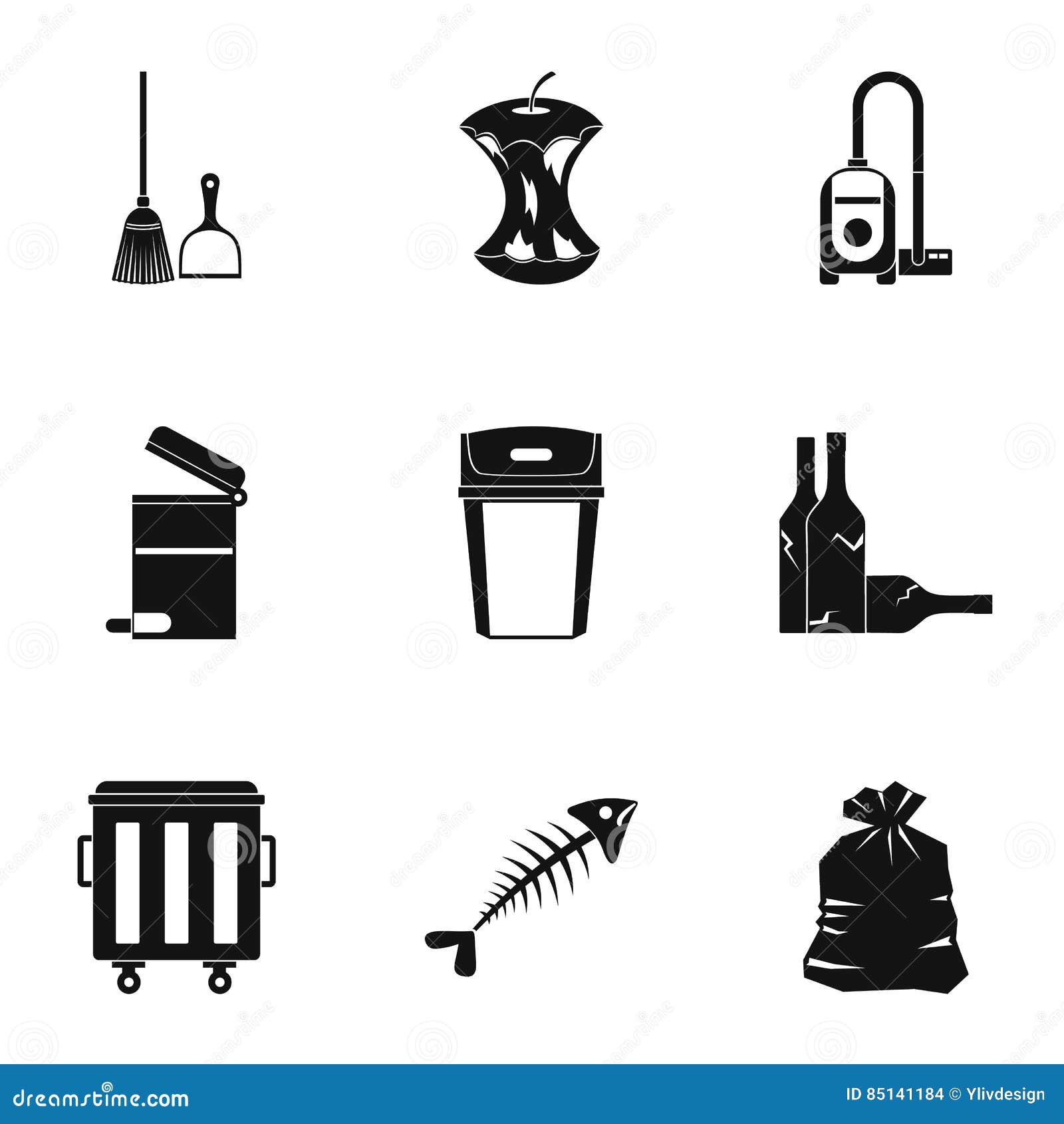 Rubbish Icons Set, Simple Style Stock Vector - Illustration of ...