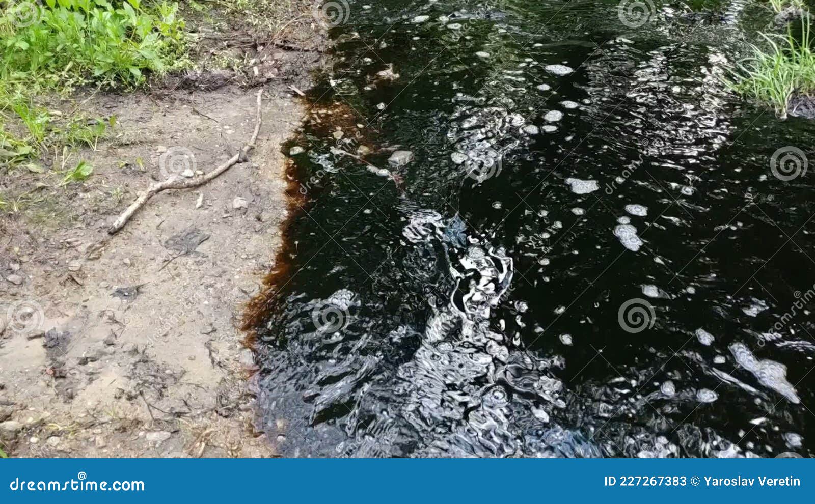Rubbish and Pollution in the River Spoiling the Environment. Black ...