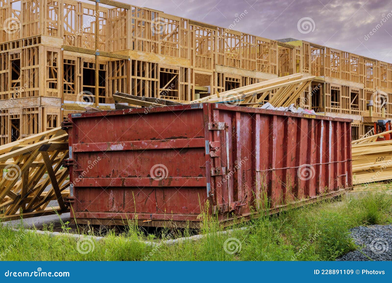 Loaded Dumpster a Construction Home Renovation with Building Rubble ...