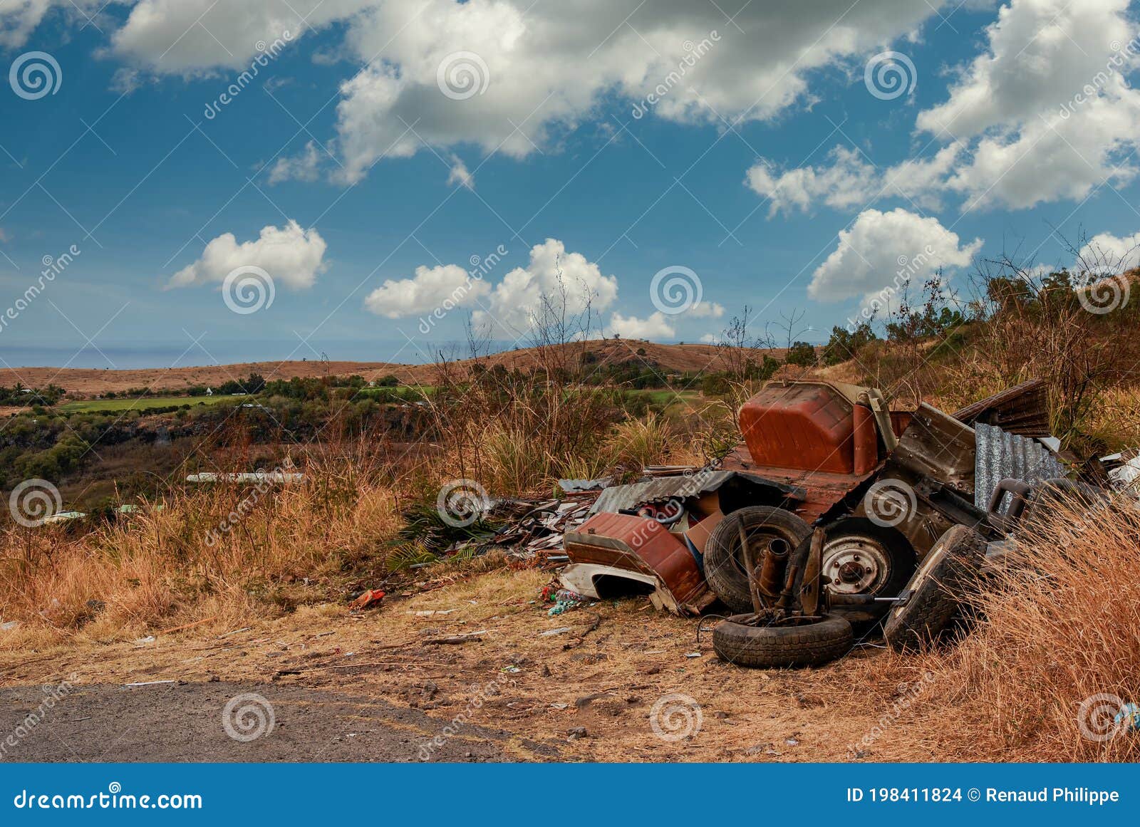 Rubbish on the Side of the Road Stock Photo - Image of vehicle ...