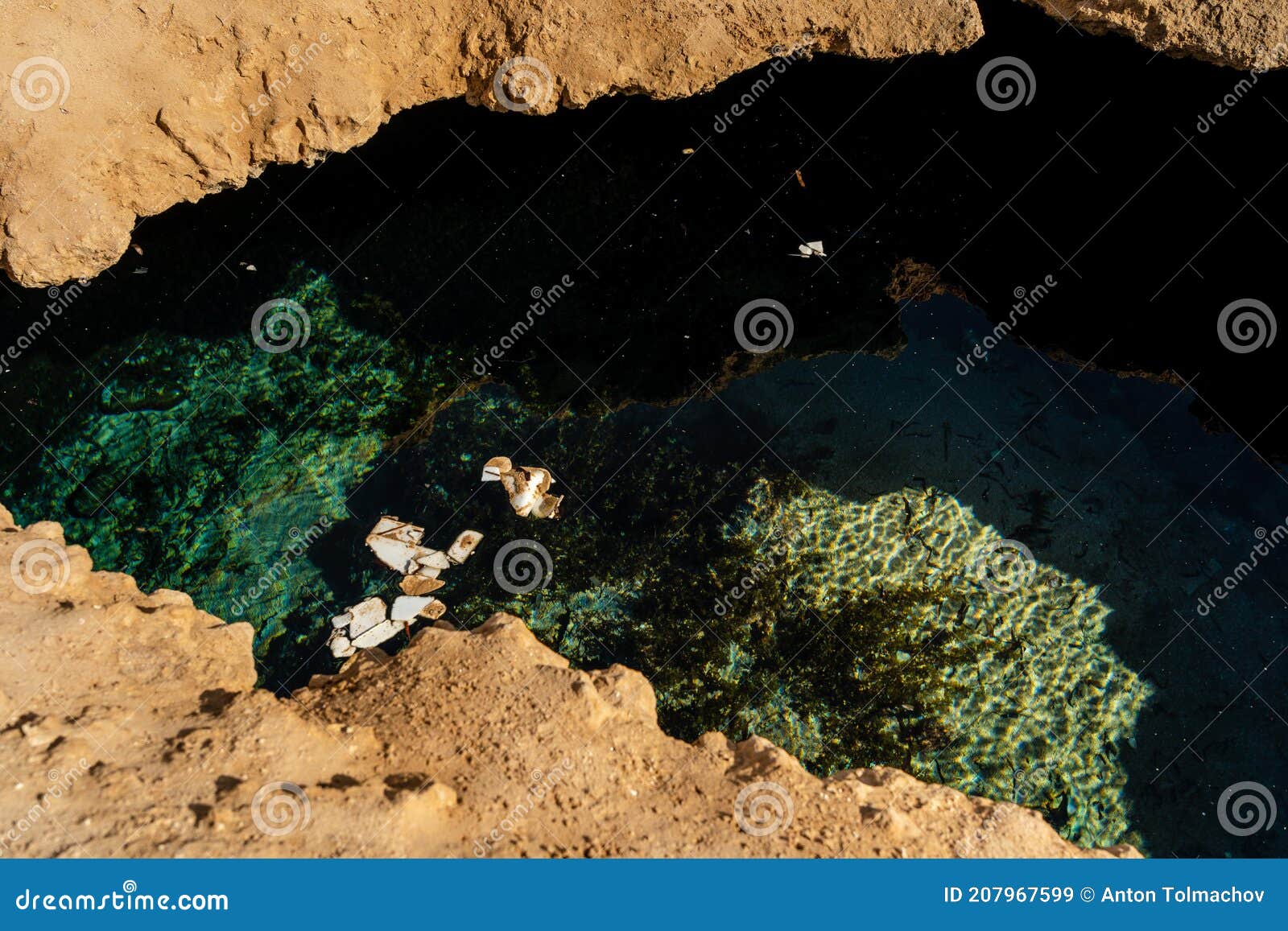 Rubbish in Rock River. Water Pollution. Ecological Problem Stock Image ...