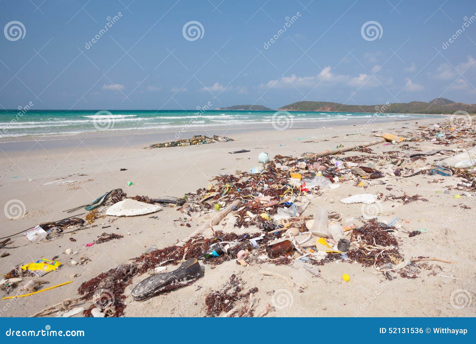 Rubbish Washed Up on the Shore on the Beach Stock Photo - Image of ...