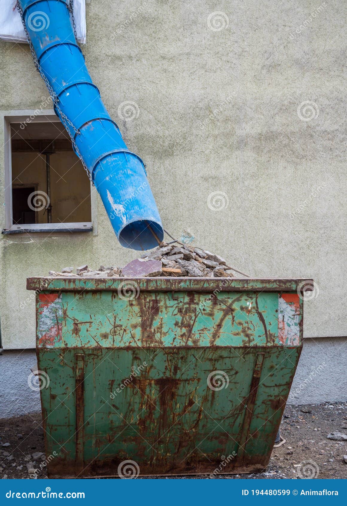 Rubble Chute on a Construction Site with Container Stock Image - Image ...