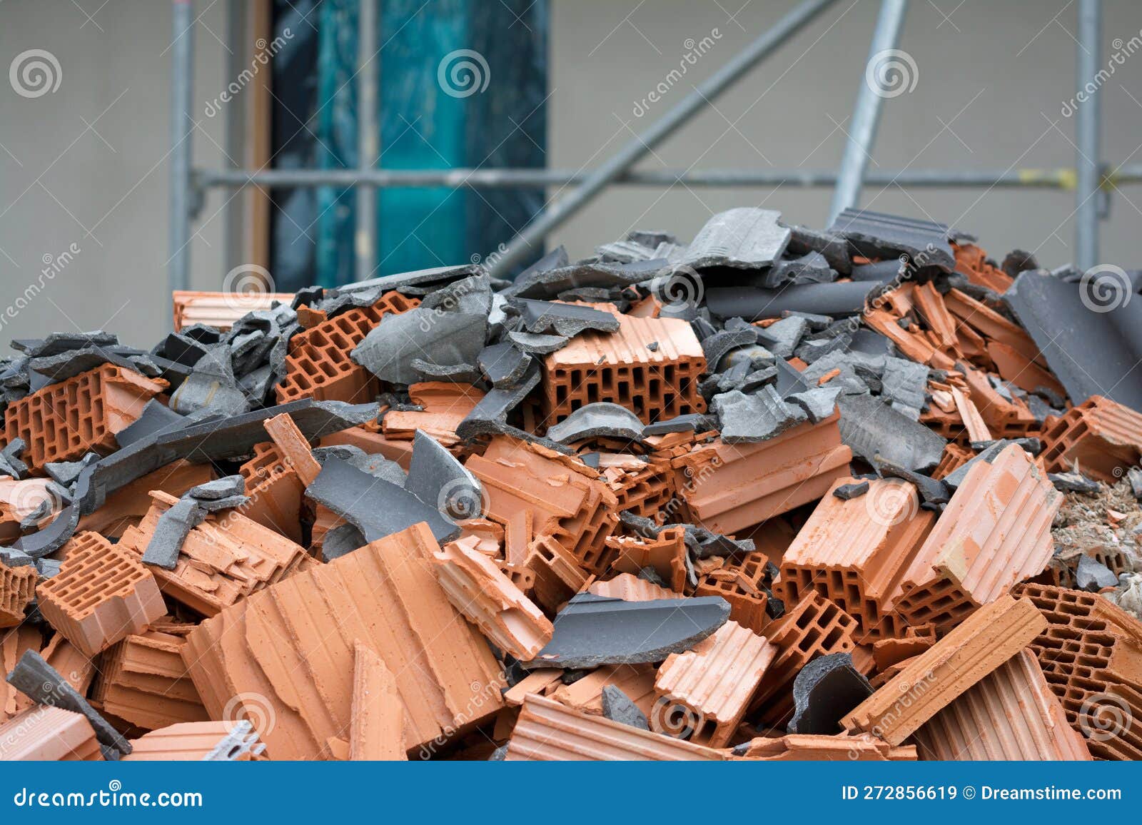 Rubble on Construction Site in Front of Home Stock Image - Image of ...