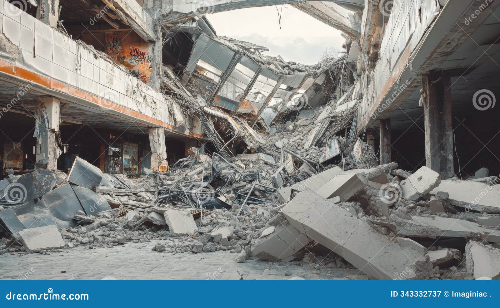 Rubble and Debris of a Collapsed Building Interior Stock Illustration ...