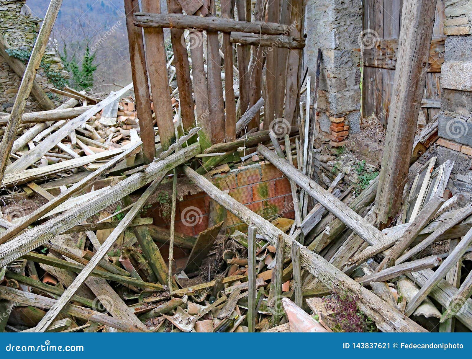 Rubble and the Ruins of Destroyed House Stock Image - Image of debris ...