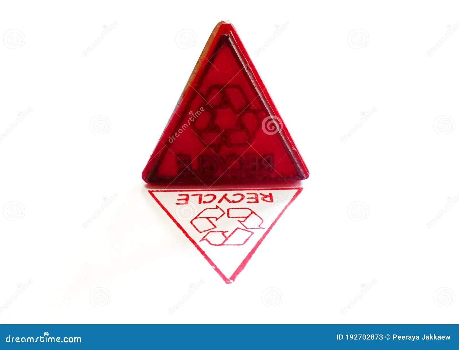 Rubble Stamp And Red Recycle Symbol On The White Waste Paper Pile ...