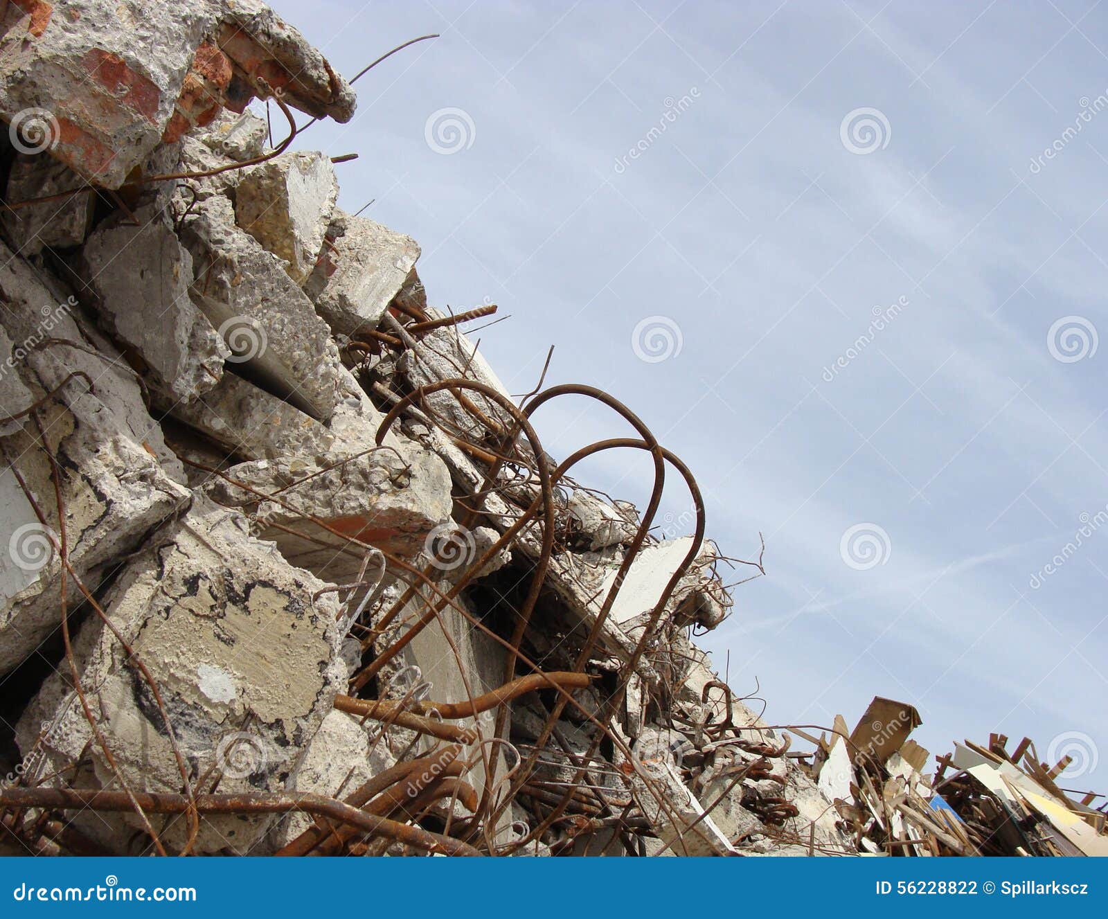 Rubble and Twisted Metal Skyline on a Demolition Site Stock Photo ...