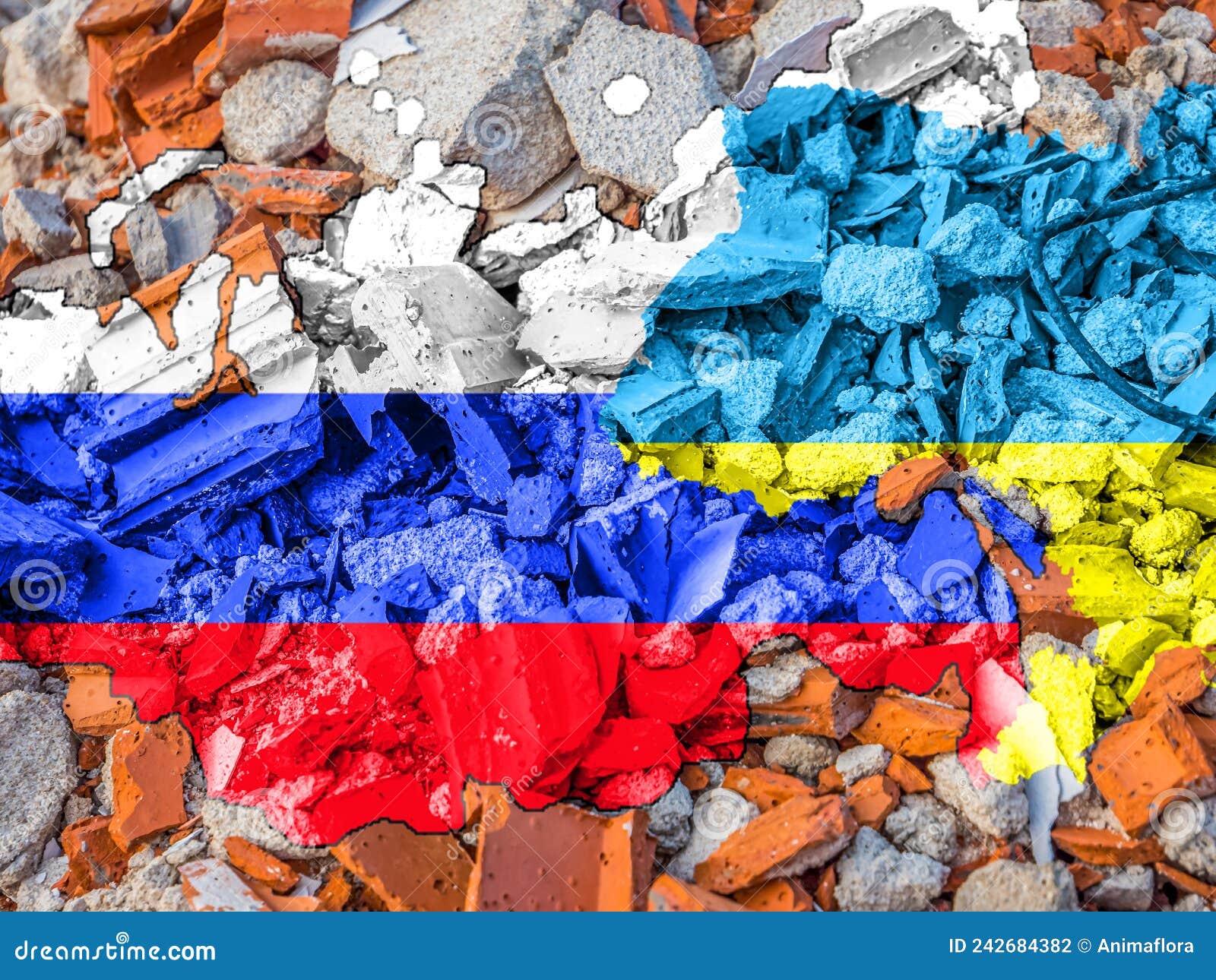 Rubble War Ukraine and Russia Map Stock Photo - Image of flag, russia ...