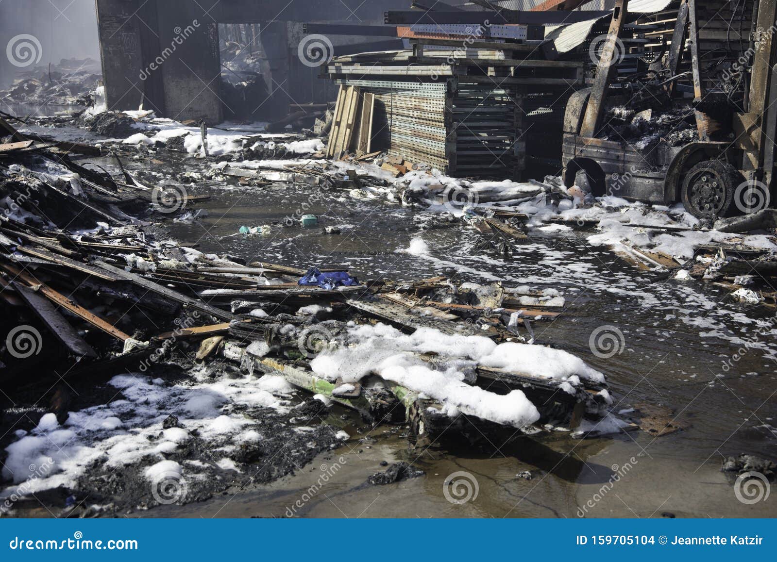 Burnt rubble from a fire stock photo. Image of aftereffect - 159705104