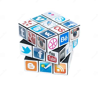 Rubick S Cube with Social Media Logos Editorial Stock Image - Image of ...