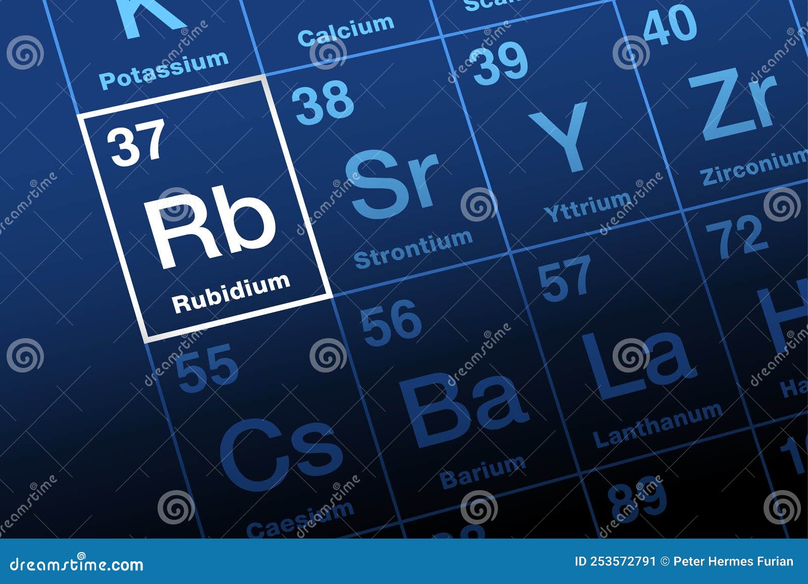 Rubidium on Periodic Table of the Elements, with Element Symbol Rb ...