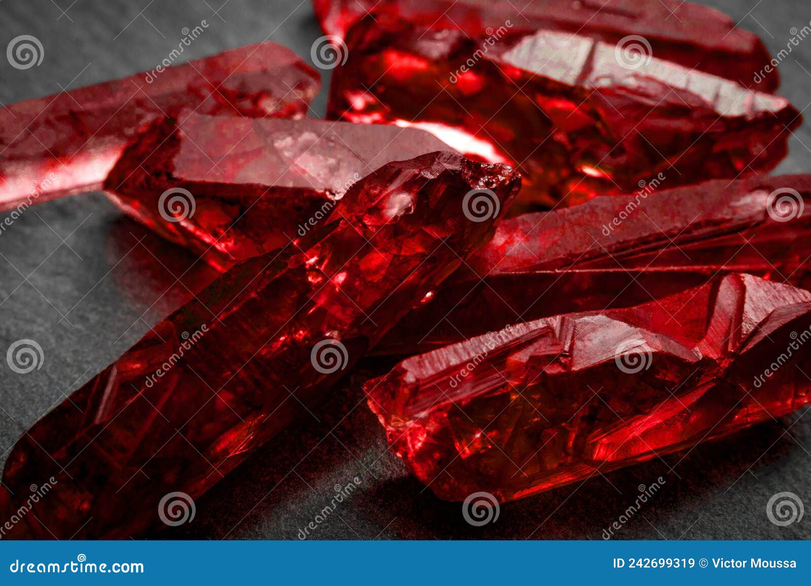 Rubies and Raw Crystal Gems Concept with Closeup of a Bunch of Red ...