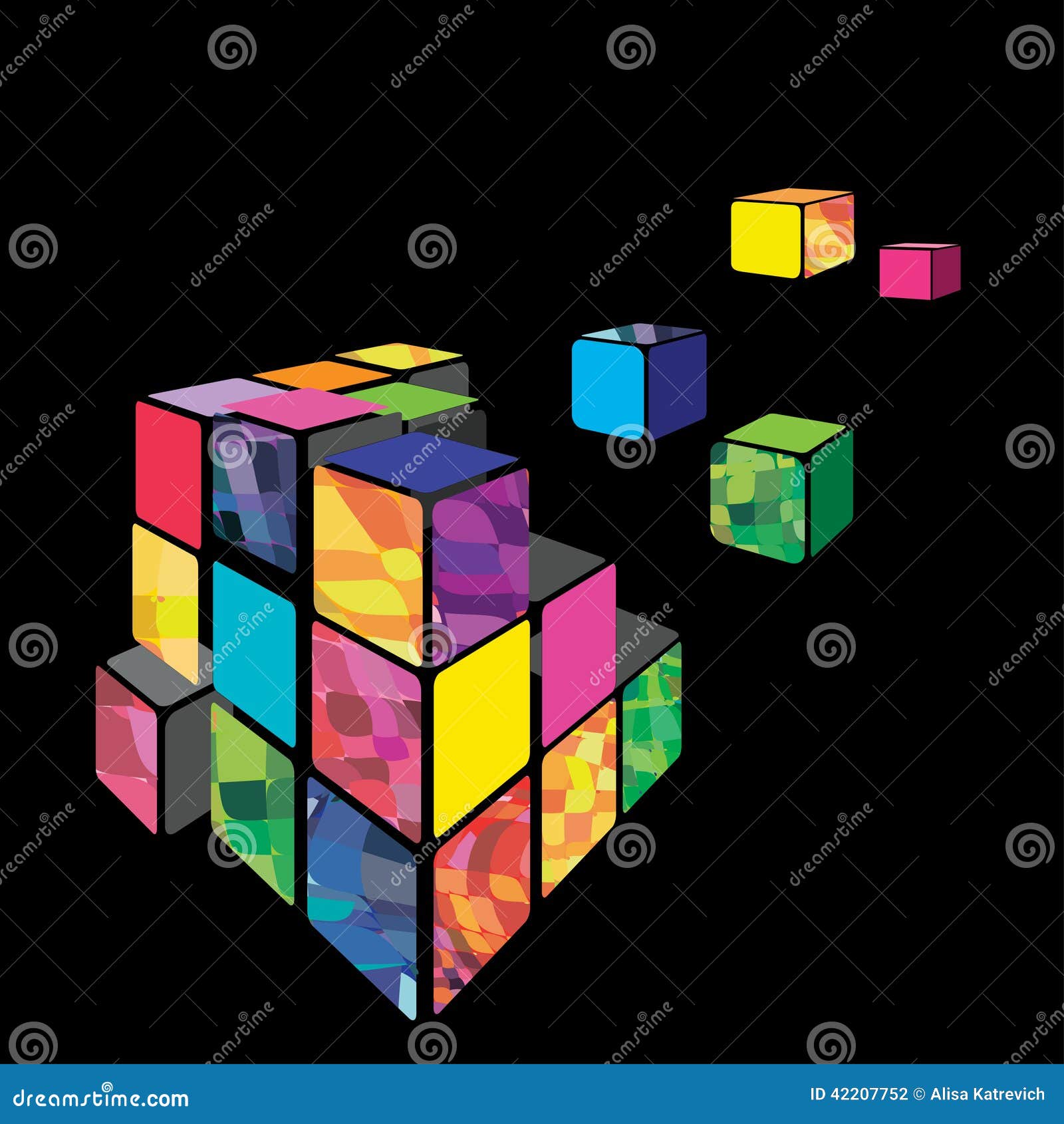Rubik Cube 3D Vector with Black Background. Editorial Photography ...