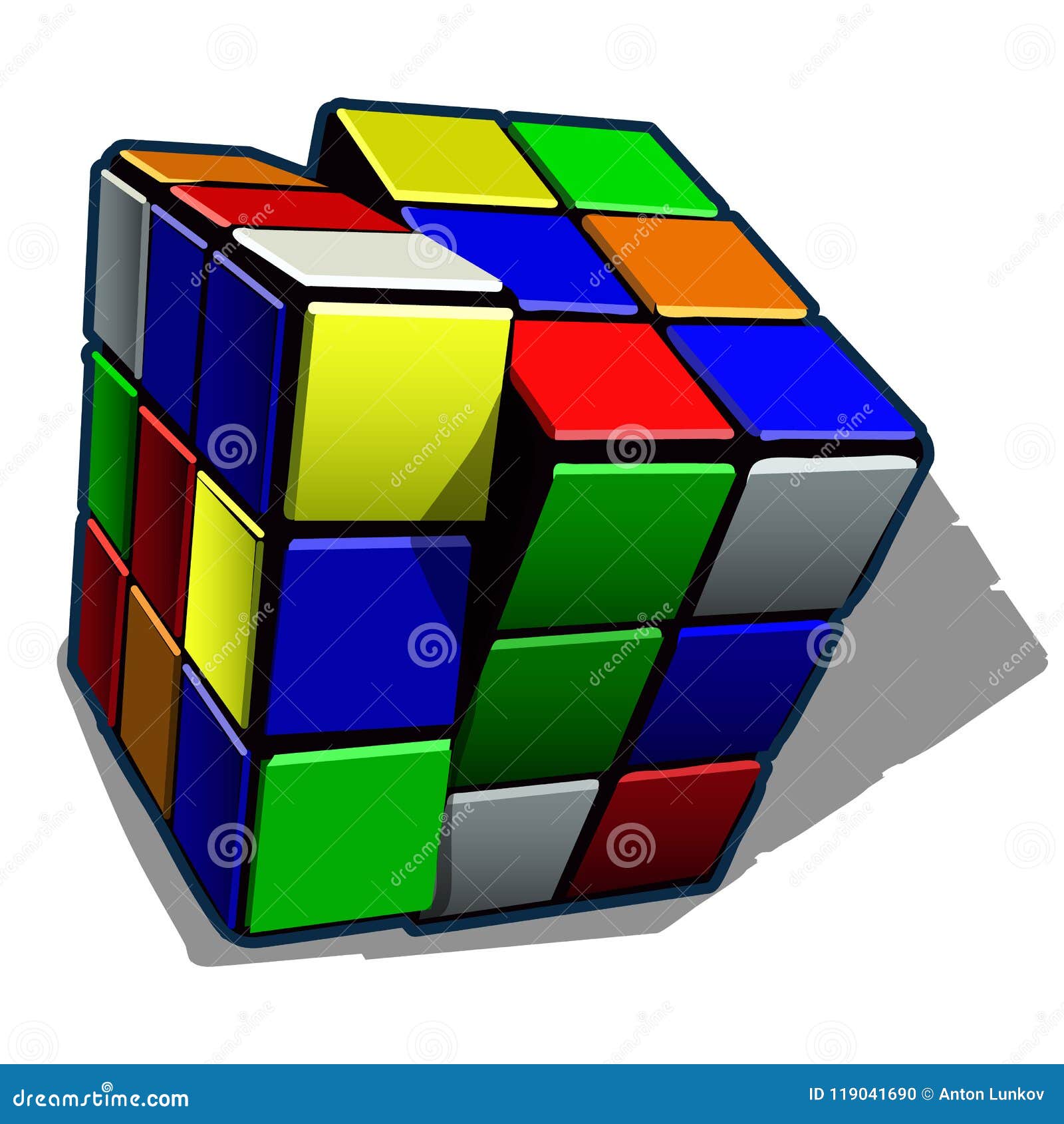 Rubik Cube Isolated on White Background. Vector Cartoon Close-up ... Rubik Cube Isolated on White Background. Vector Cartoon Close-up ...
