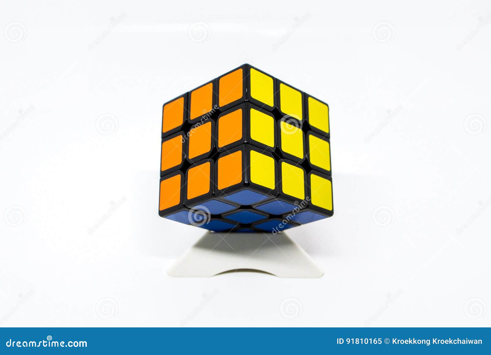 Rubik Cube Successful Orange Yellow Blue With Stand Editorial Photo ...