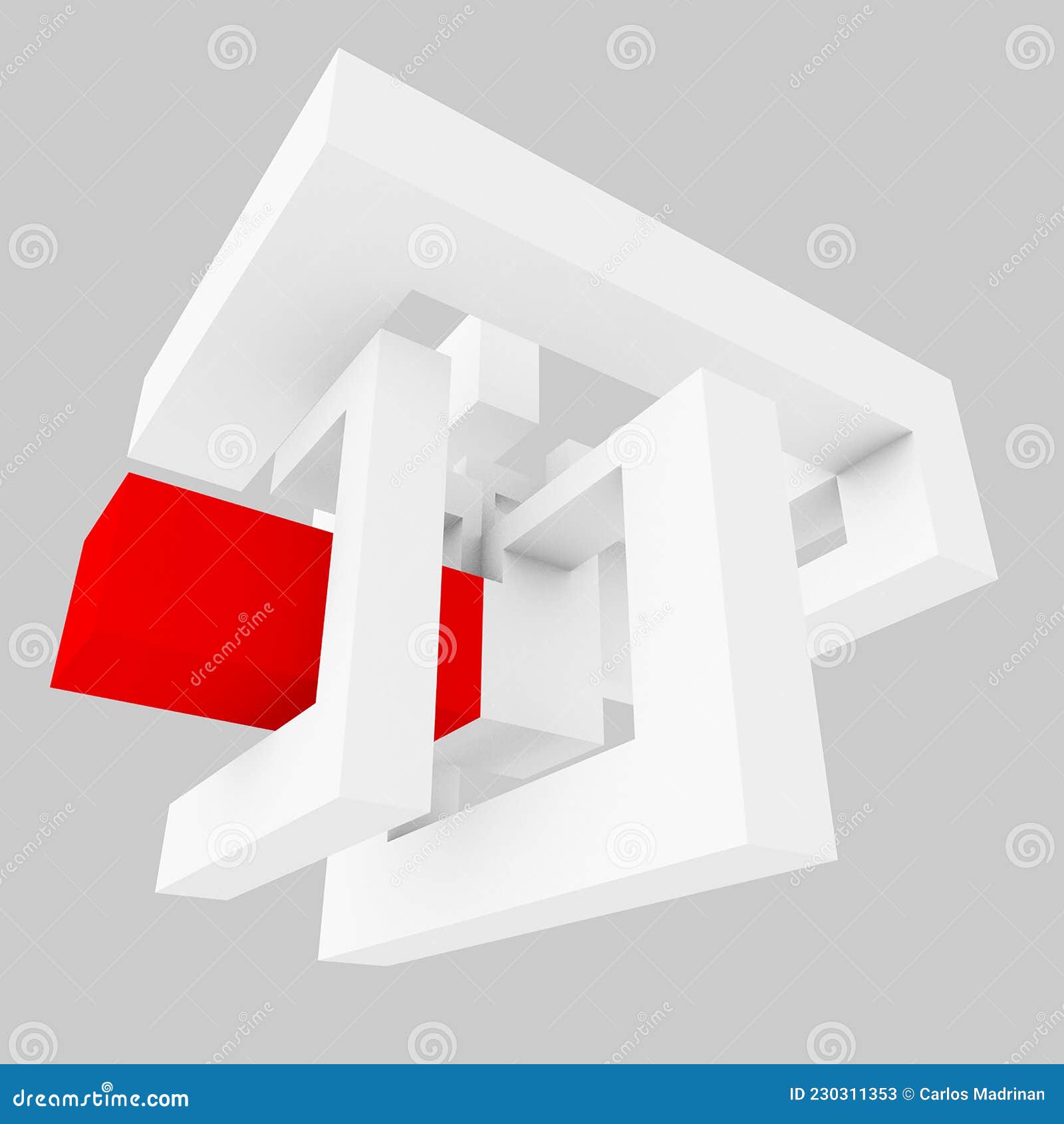 Rubik in Red is an Complex 3d Structure Stock Illustration ...