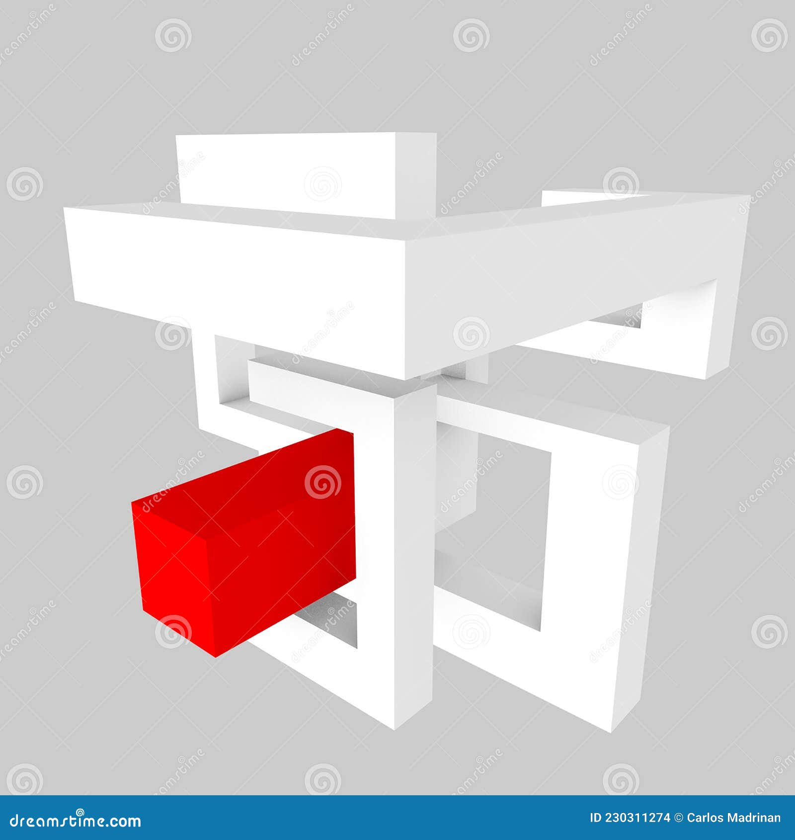 Rubik in Red is an Complex 3d Structure Stock Illustration ...