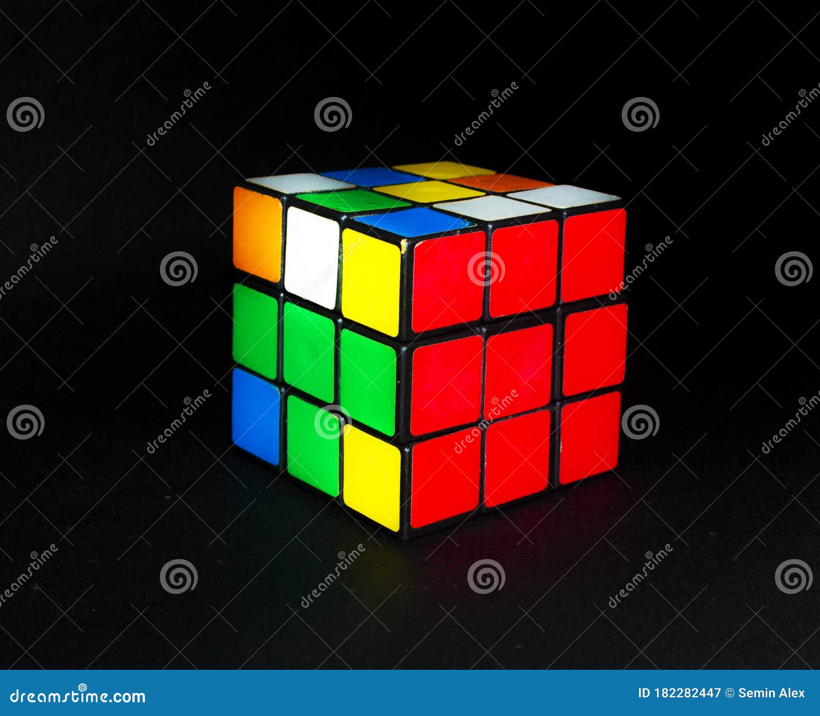 Rubik`s Cube 3D Combination Puzzle on an Isolated Black Background ... Rubik`s Cube 3D Combination Puzzle on an Isolated Black Background ...