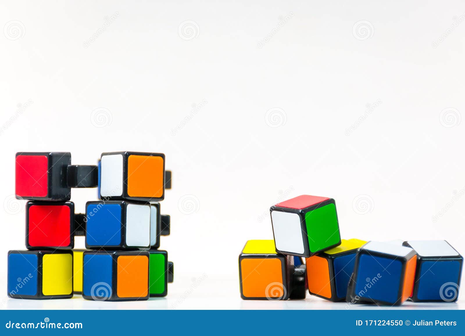 Rubik`s Cube 3D Puzzle in Pieces with Whitespace Editorial Image ...