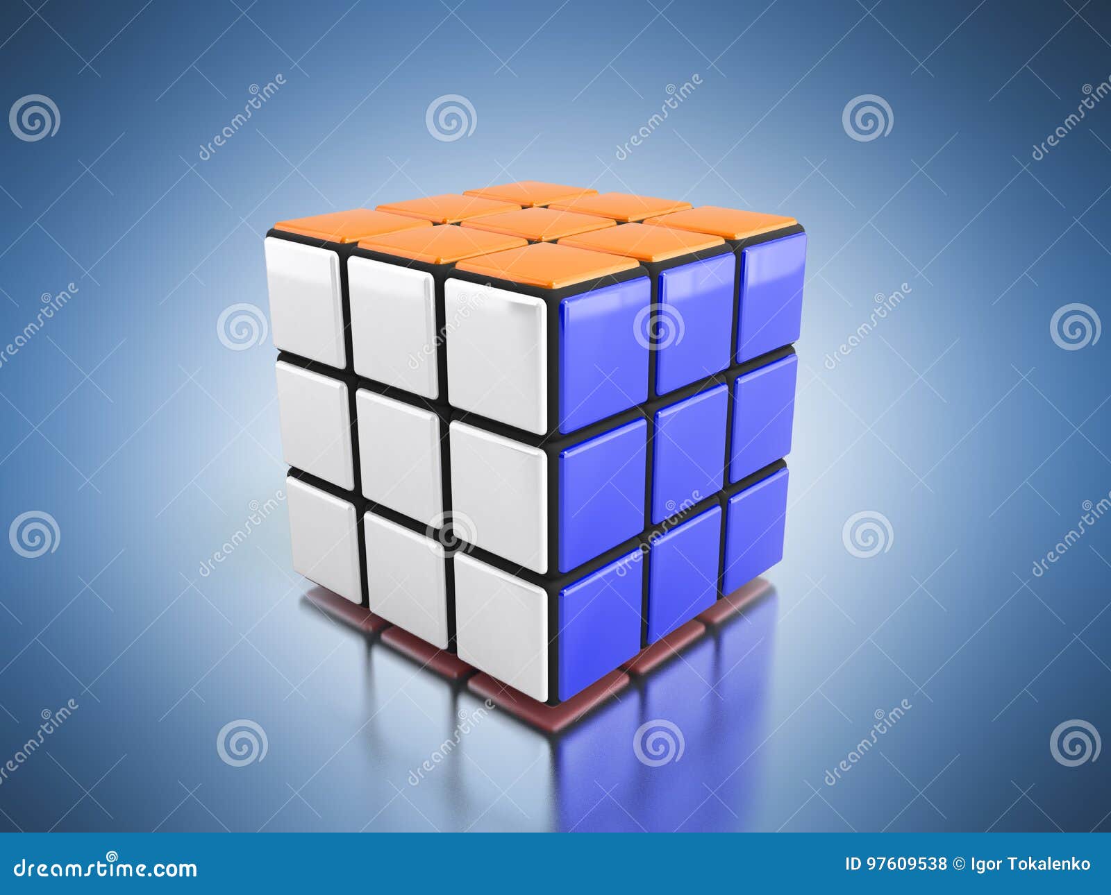 Rubik`s Cube 3d Render on the Blue Background Editorial Stock Photo ...