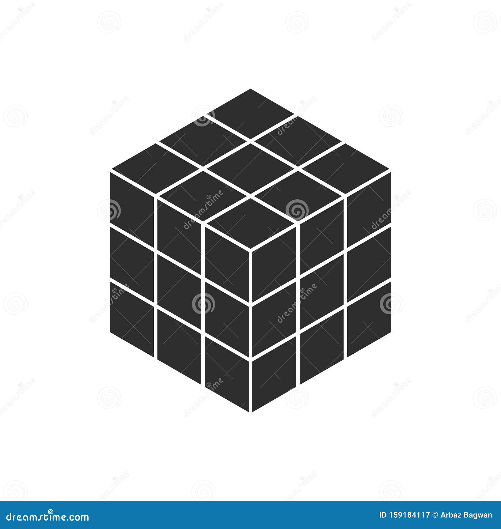 3d Cube Puzzle Game Icon Stock Vector Illustration Of Line 159184117