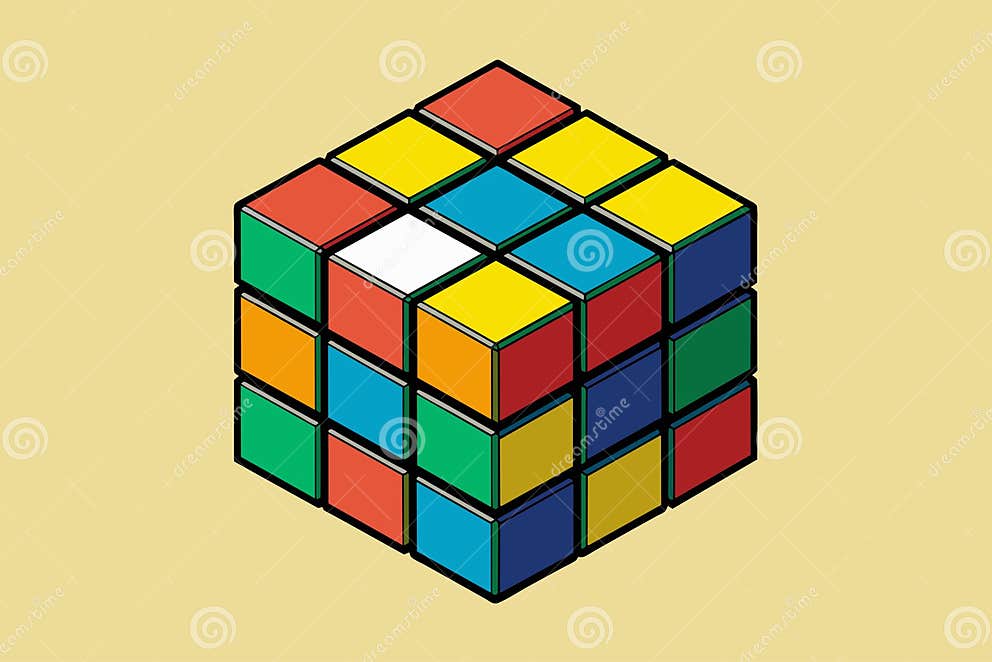 A Rubik S Cube is Shown in a Square Box Stock Vector - Illustration of ...