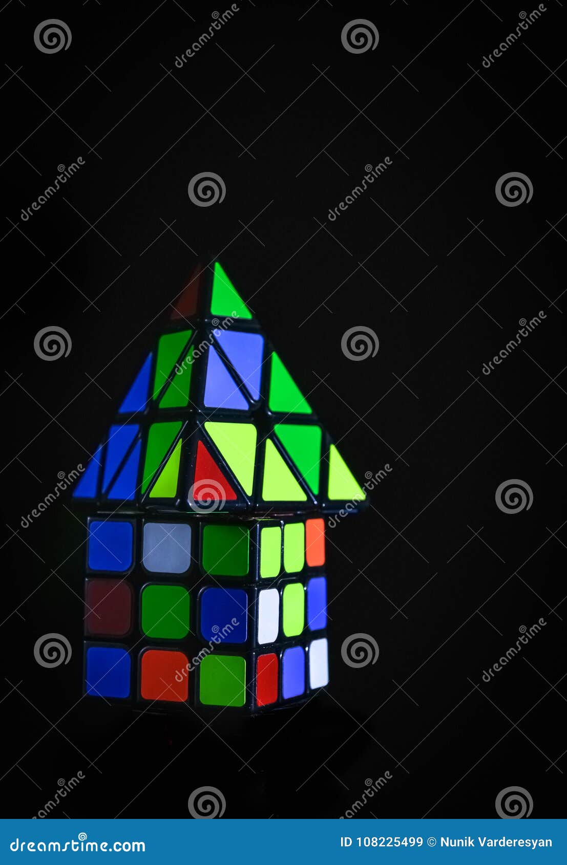 Triangular Rubik`s Cube On Black Background . Editorial Image ...