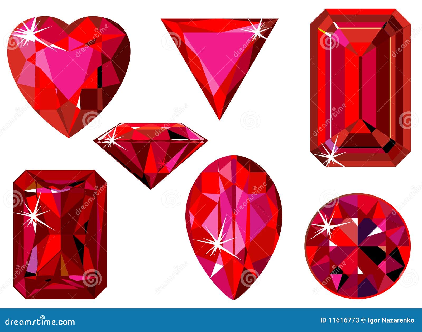 Rubino Differente Del Taglio Illustrazione Vettoriale - Illustrazione ...