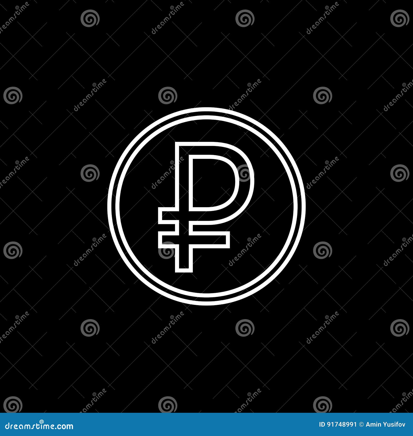 Ruble Coin Line Icon, Finance and Business Stock Vector - Illustration ...