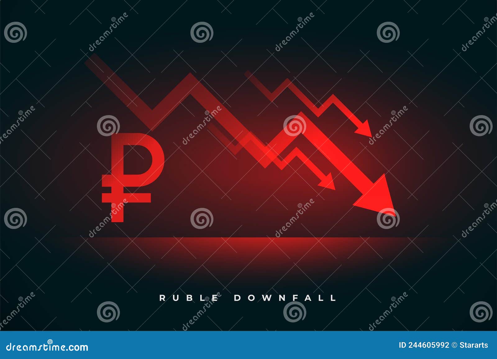Red Downfall Arrow Showing Downward Trend Background Vector ...