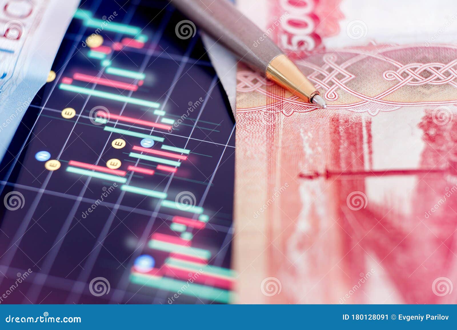 Ruble Exchange Rate Chart on International Stock Exchanges. Concept ... Ruble Exchange Rate Chart on International Stock Exchanges. Concept ...