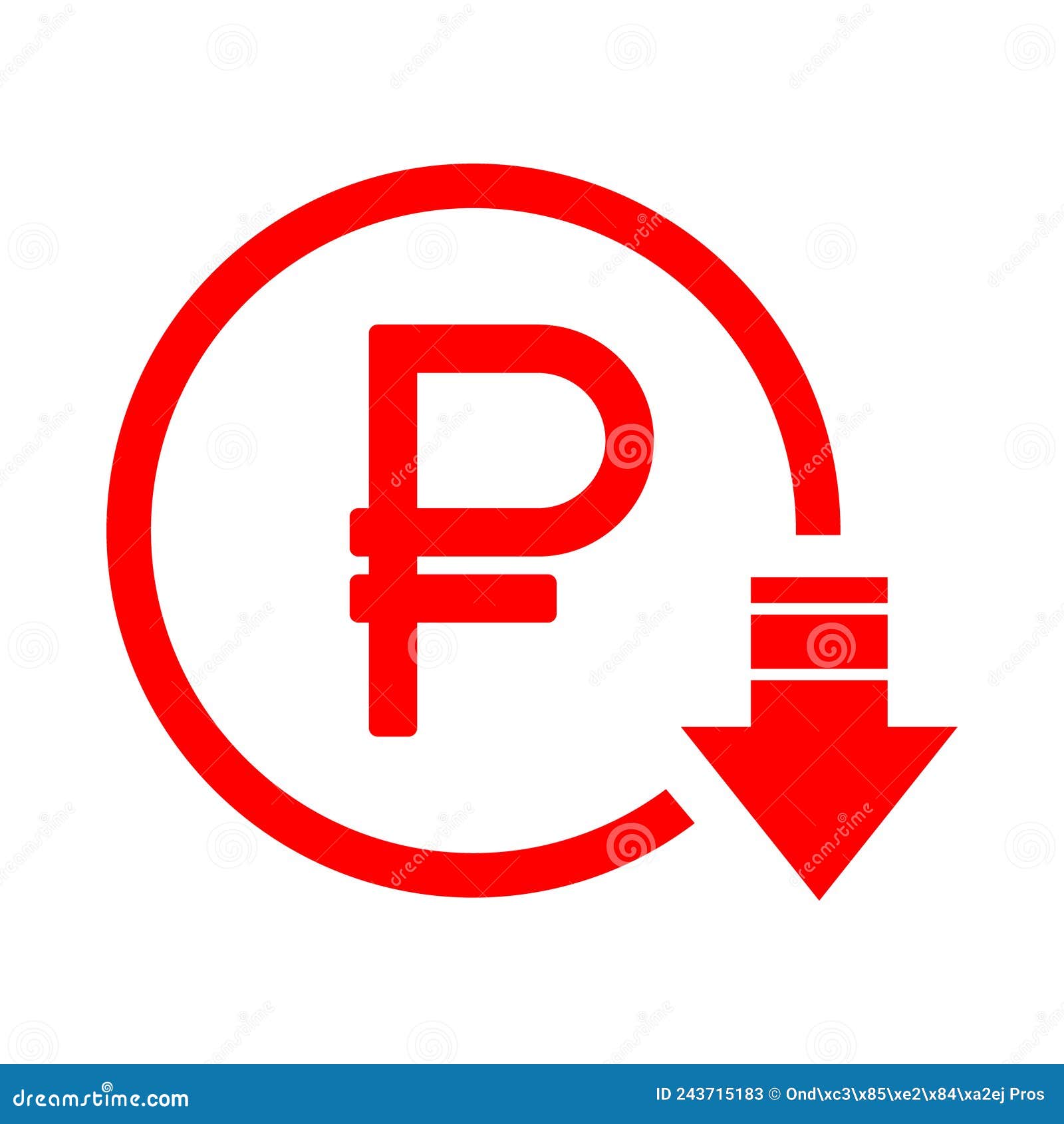 Ruble Reduction Symbol, Cost Decrease Icon. Reduce Debt Bussiness Sign Vector Illustration Stock ...