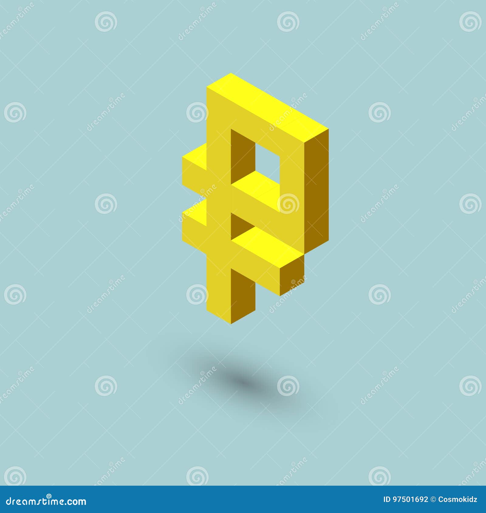 Ruble Sign Cubes Form, Isometric Russian Currency Icon, Vector ...