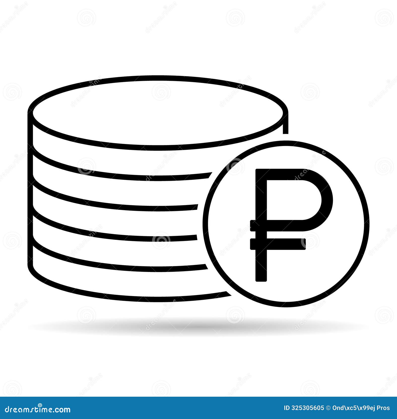 Ruble Stack Shadow Coin, Flat Icon Money Design, Cash Sign Vector ...