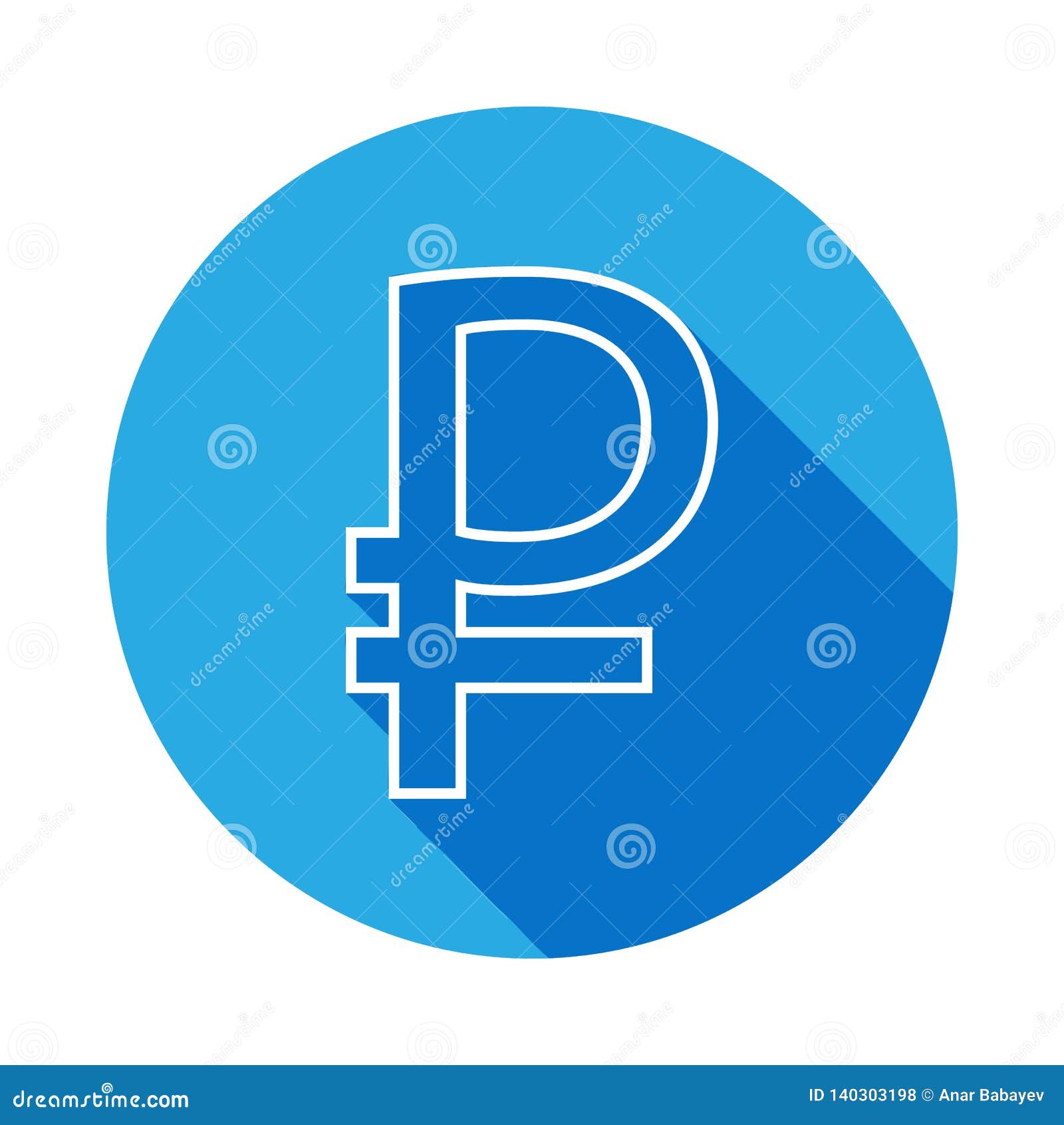 Ruble Symbol Icon with Long Shadow. Thin Line Icon for Website Design ...