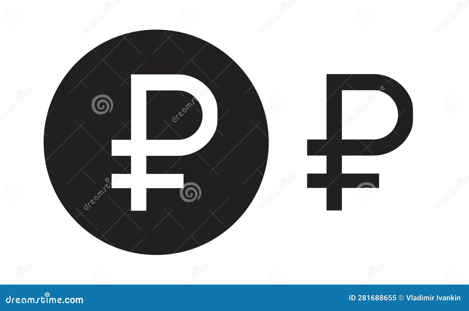 Ruble Symbol Set Isolated on White Background Stock Vector ...