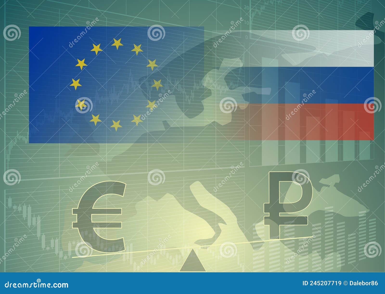Ruble Vs Euro. Rate of the Russian Rouble Stock Illustration ...