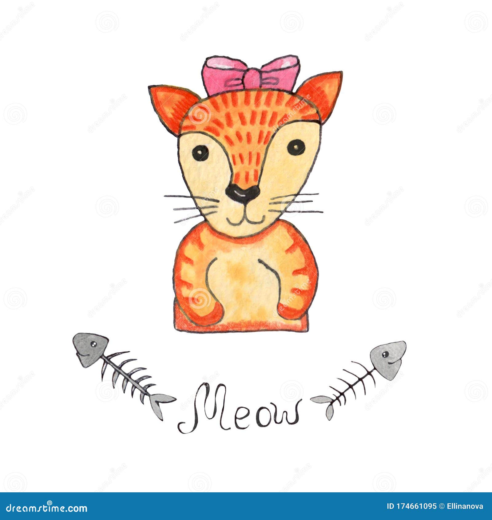 Ruby Cat Watercolor Isolated on the White Background Stock Image ...