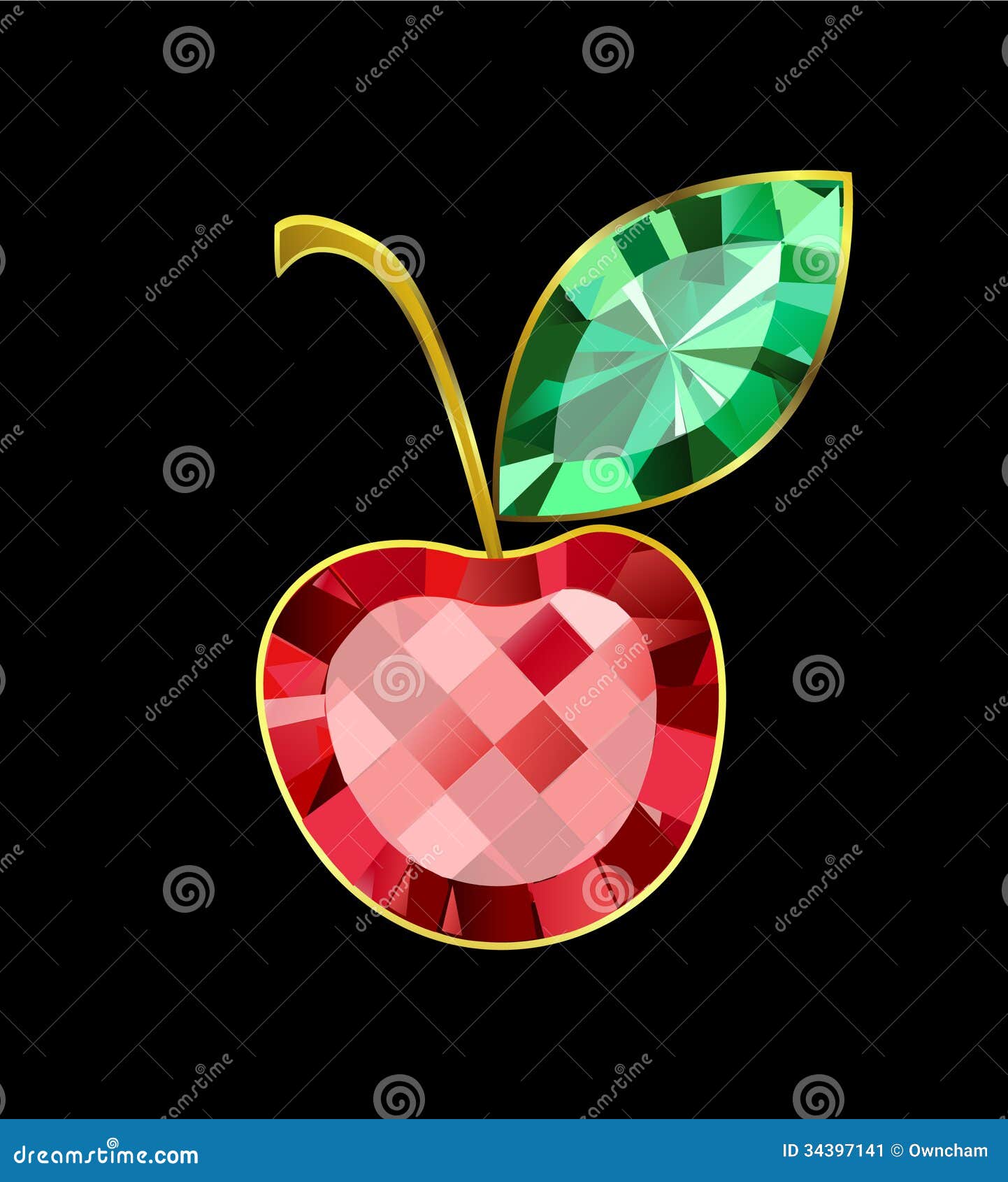 Ruby Cherry stock vector. Illustration of cherry, green - 34397141