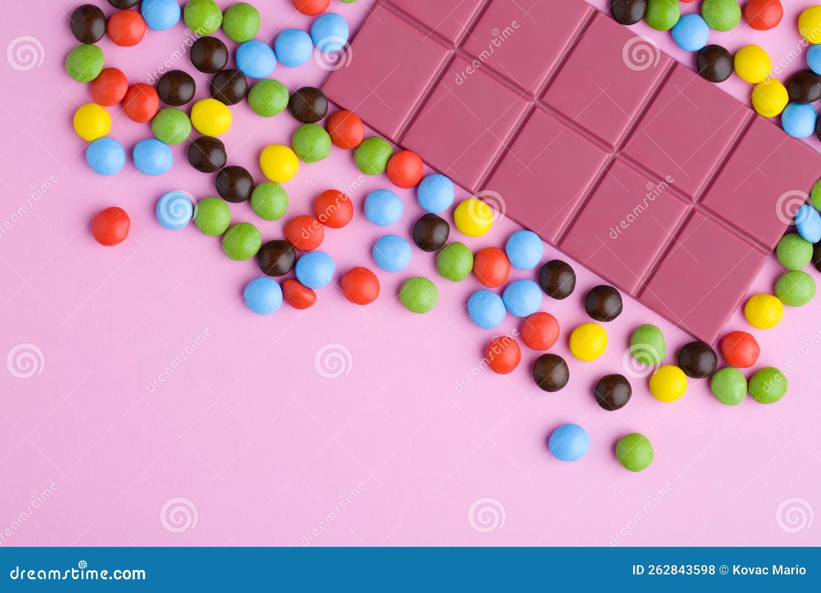 Ruby Chocolate Bar with Colorful Chocolate Candy Tablets Stock Photo ...