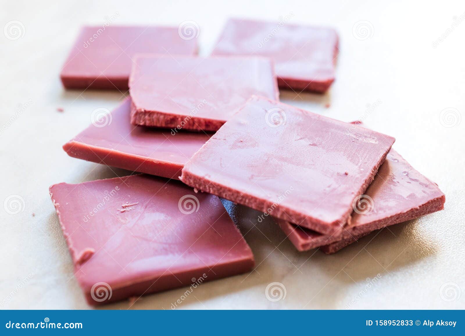 Ruby Chocolate Pieces. New Type of Processing Cocoa Beans Stock Image ...