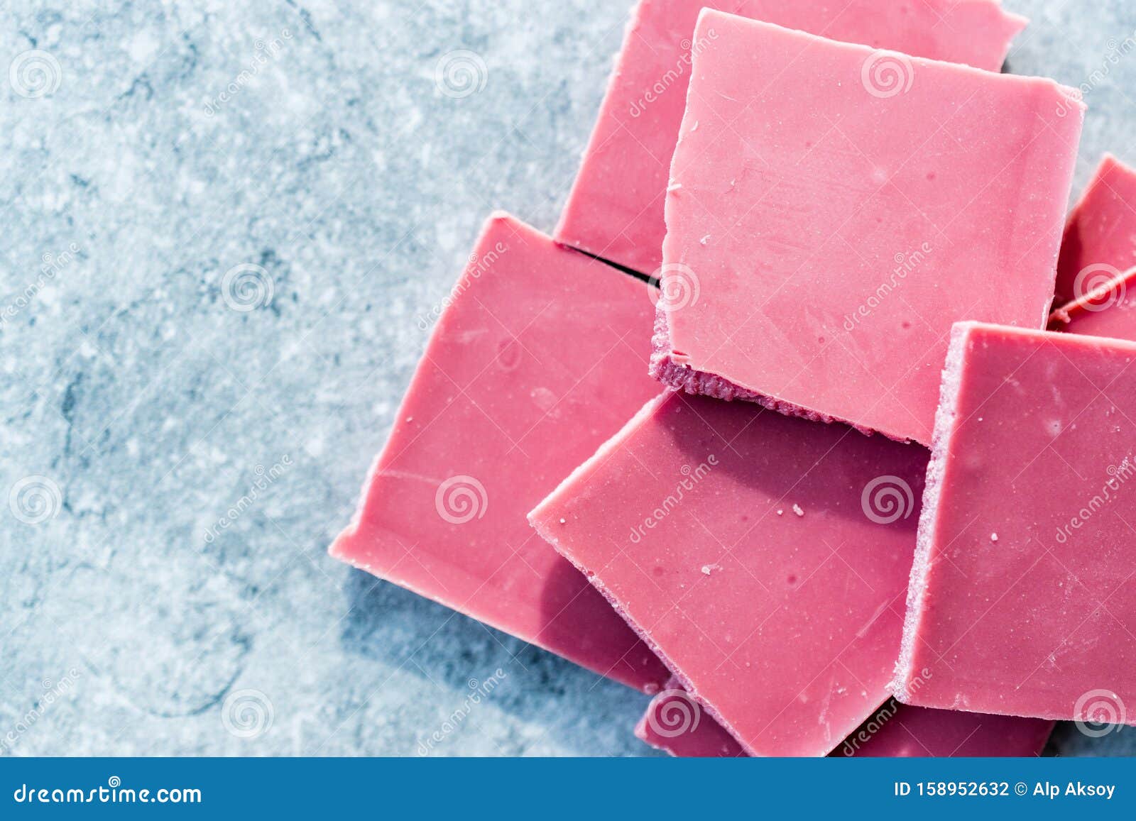 Ruby Chocolate Pieces. New Type of Processing Cocoa Beans Stock Photo ...