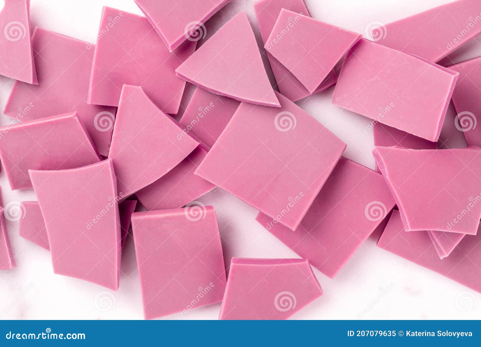 Ruby Chocolate Pieces, Shot from the Top Stock Image - Image of flat ...