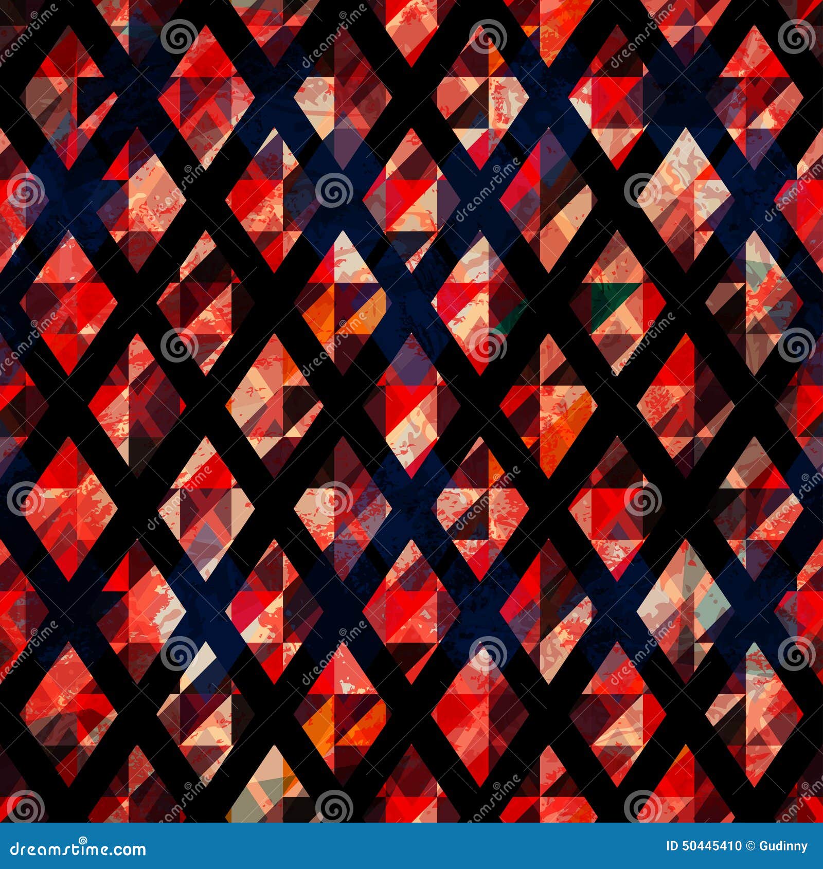 Ruby Color Mosaic Seamless Pattern with Grunge Effect Stock Vector ...