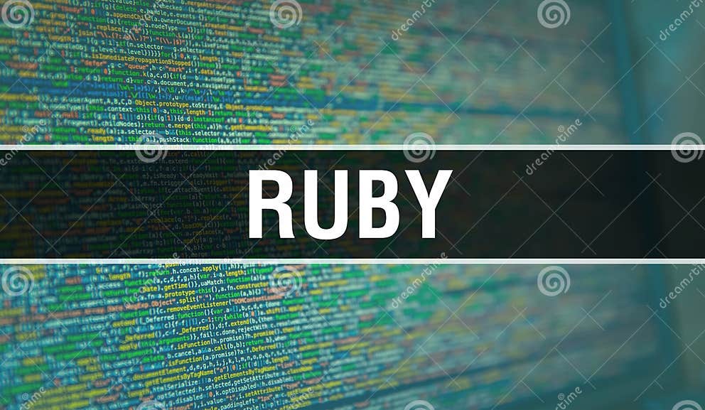 RUBY Con Tecnologia Digitale a Codice Binario Sfondo Astratto Con Codice Programma E RUBY ...
