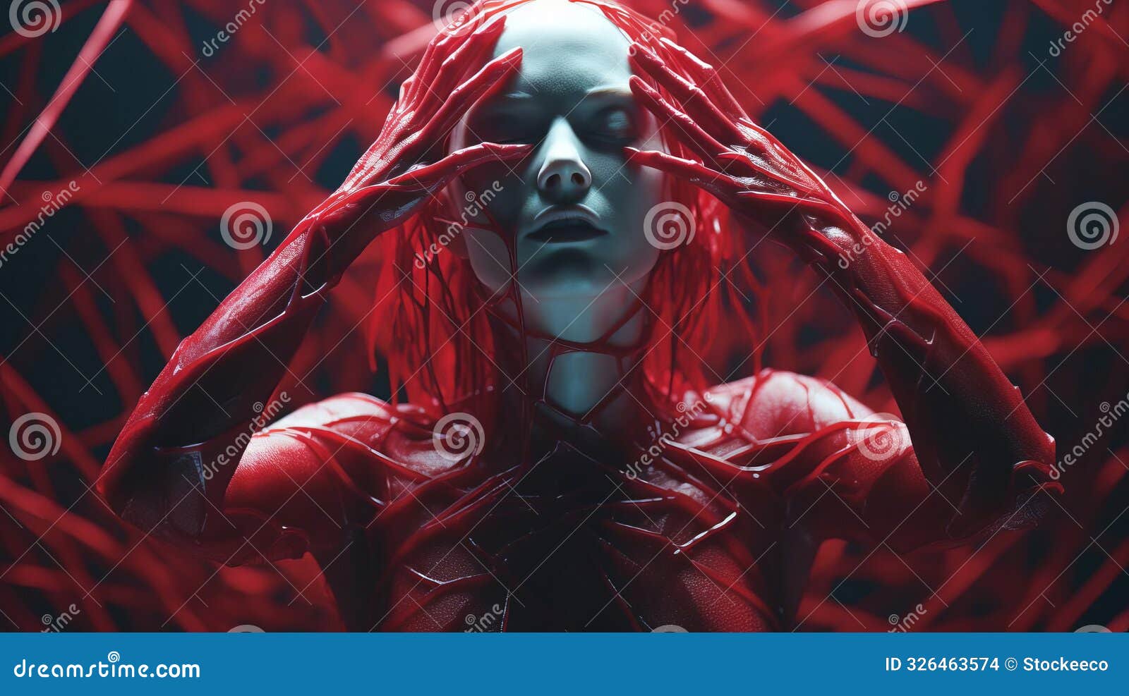 Hyper-realistic Sci-fi Artwork of a Ruby Creature in Shock Stock ...