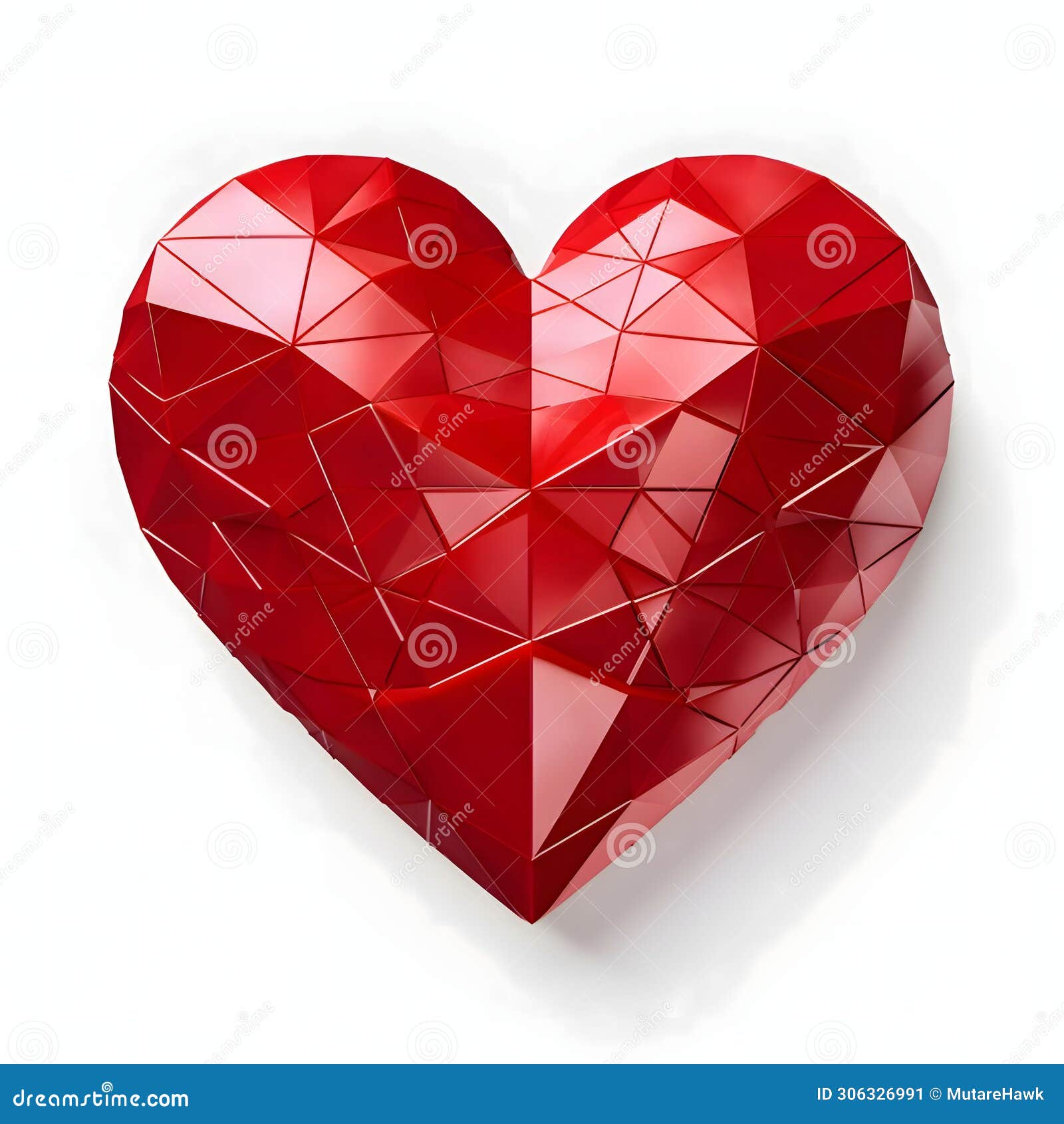 Ruby Diamond Red Heart with Visible Joints of White, Rolled Background. Heart As a Symbol of ...